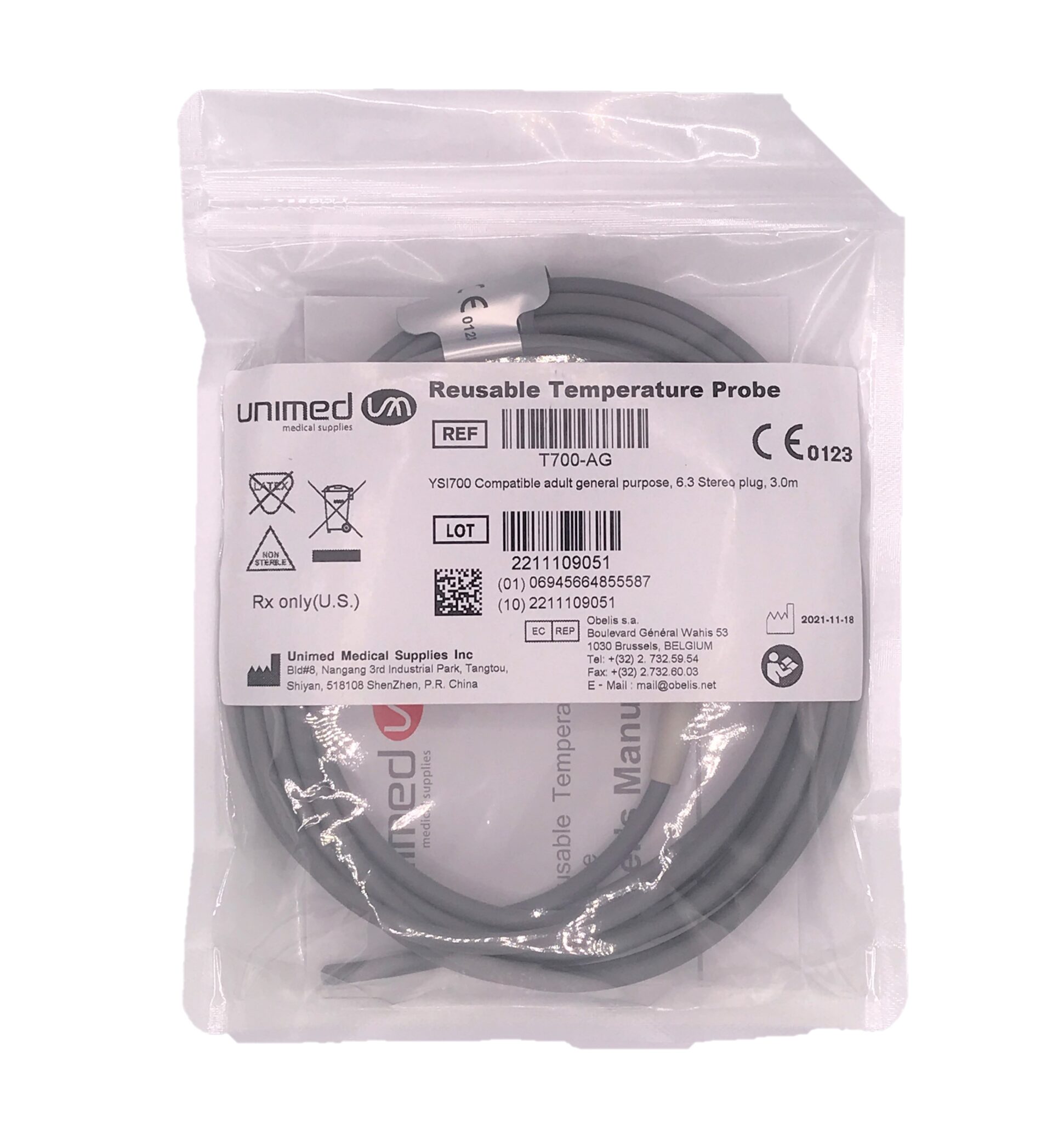 Esophageal/rectal temperature probe, YSI700, ROHS - Spacelabs Healthcare